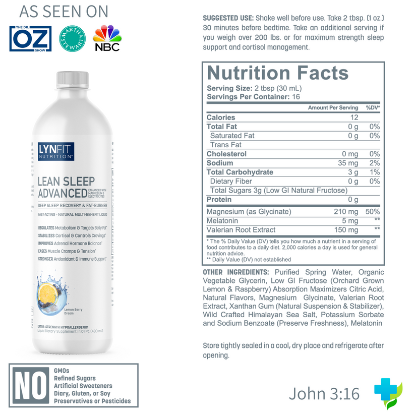 Lean Sleep Advanced Liquid Melatonin w/Magnesium & Electrolytes ...